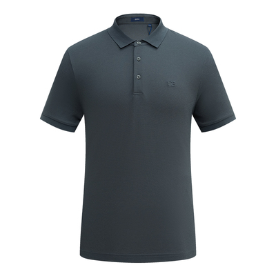 堡尼春夏新品商务翻领桑蚕丝混纺短袖T恤休闲净色Polo衫LR340D62B