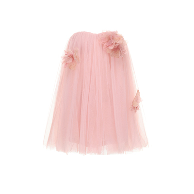 【徐如蓝同款】NanaJacqueline花朵网纱抹胸连衣裙新款生日蓬蓬裙