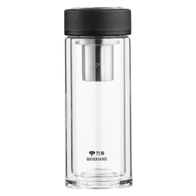 万象皮纹杯盖双层防烫玻璃杯