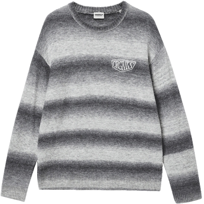 [羊毛混纺/纯棉]杰克琼斯男装秋新款条纹渐变宽松毛衣刺绣针织衫