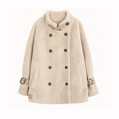 水貂绒外套女羊羔毛皮毛一体大衣