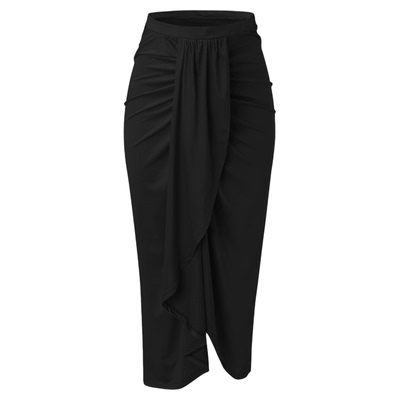 Solid Color Irregular High Waist Slim Skirt 纯色高腰不规则裙