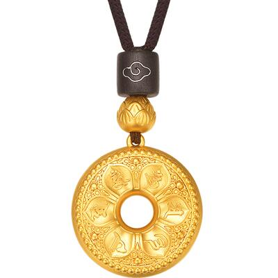 明牌珠宝古法黄金吊坠传家金