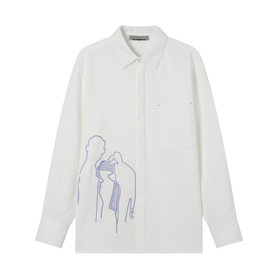 绣花男女同款衬衫NUMBERHERE