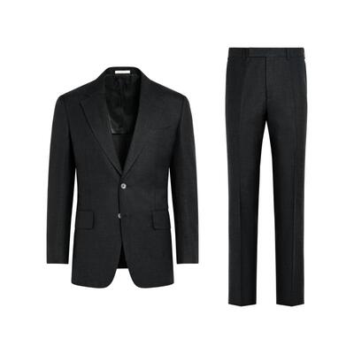 SUITSUPPLY西服黑色羊毛混纺男士西装套装