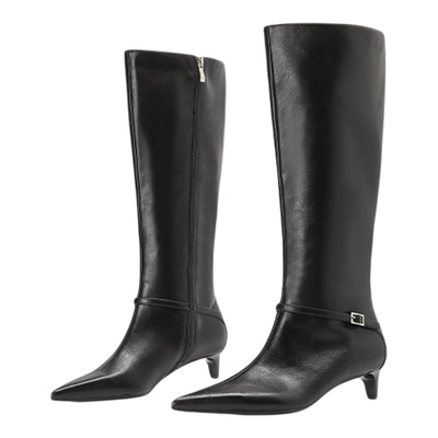 新款小猫跟尖头骑士靴