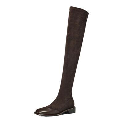 弹力瘦瘦靴过膝绒面显瘦长靴女