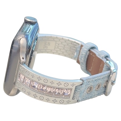 方钻金属链条皮革适用iwatch表带
