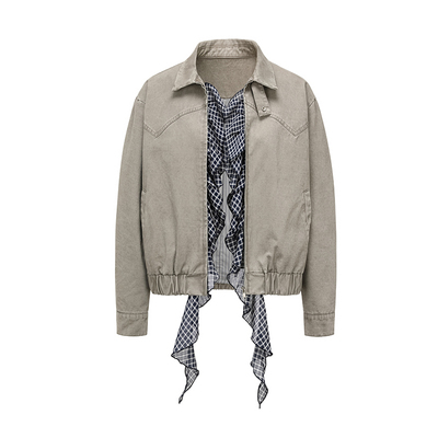 可拆卸荷叶门襟哈林顿夹克