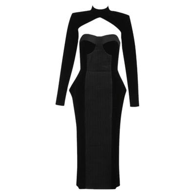 黑色抹胸露背party欧美大气端庄