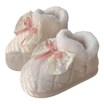 细细条仙女风蝴蝶结保暖毛绒棉鞋