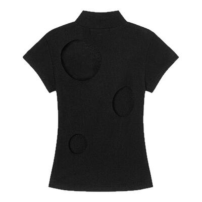 HollowTop基础多色小高领短袖