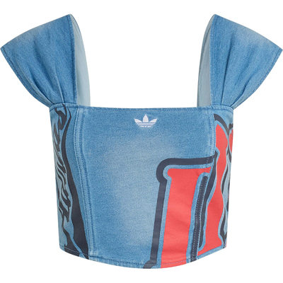 Adidas/阿迪达斯正品三叶草女士休闲运动方领牛仔短款背心KC6275