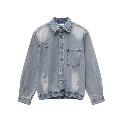 超好看痞帅浅蓝色牛仔套装两件套