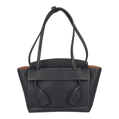 中古「9新」BOTTEGA VENETA(宝缇嘉)ARCO黑色粒面牛皮单肩包
