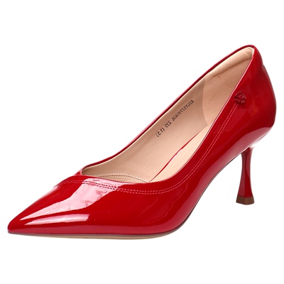 千百度2025静音鞋羊皮漆牛皮单鞋