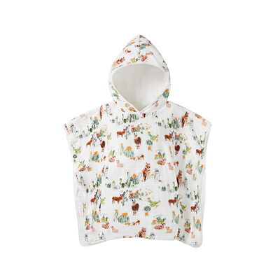 cutelife全棉纱布婴儿斗篷浴巾