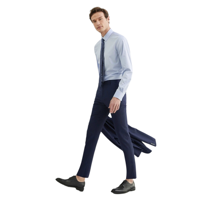 时尚深蓝色商务通勤西装长裤