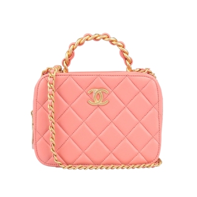 中古95新CHANEL香奈儿TOP HANDLE VANITY CASE羊皮二手奢侈品包包