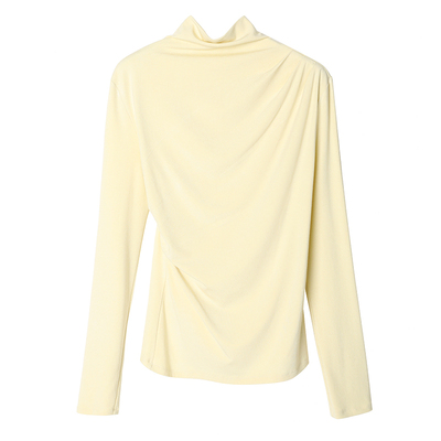 POPCHRIO叠褶长袖半高领修身T恤