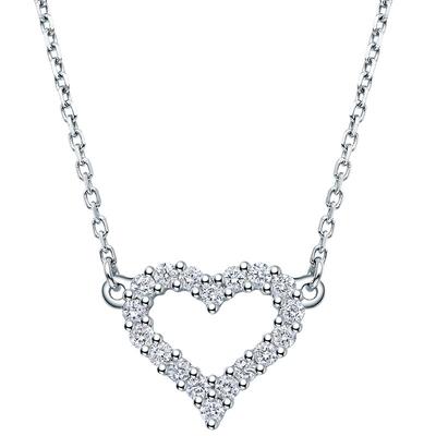DR浪漫套链心形镂空钻石白18K金