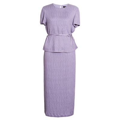 罗衣气质香芋紫系带肌理感套装