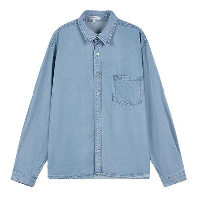 MOUSSY 2025夏季新品休闲宽松翻领莱赛尔牛仔衬衫女028ISA30-1661