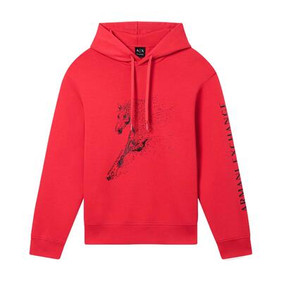 AX/阿玛尼男士连帽撞色印花卫衣