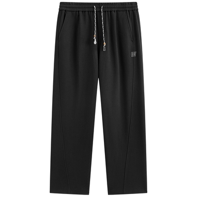 【商场同款】太平鸟男装 提花针织黑色直筒抽绳休闲裤B1GMF4460