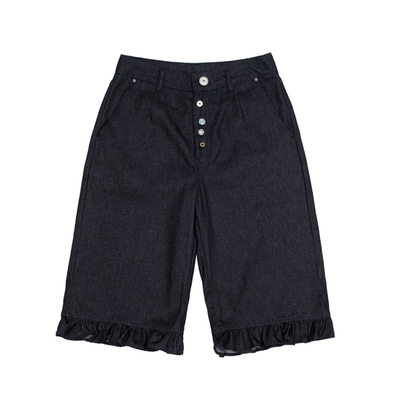 oinimi藏青色荷叶边短裤