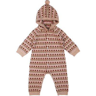 RC童装精灵帽连体服针织红色格纹