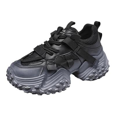 YRC渐变炸街老爹鞋女秋季新款厚底网面增高透气轮胎底运动鞋