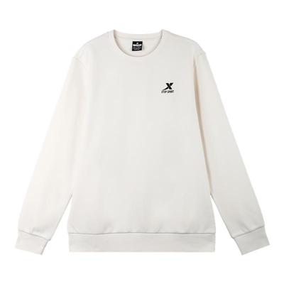 特步加绒卫衣男款冬季长袖新款官方旗舰店正品白色宽松休闲运动服