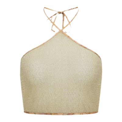 马天尼AM1C 女士Lamé面料金属丝细闪挂脖短款上衣