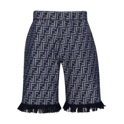 芬迪男经典印花流苏边百慕大短裤