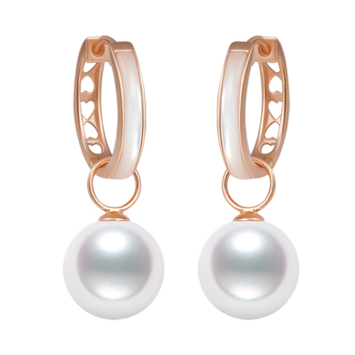 GiO珠宝 18K金淡水珍珠耳环女耳钉多戴款母贝耳饰耳圈