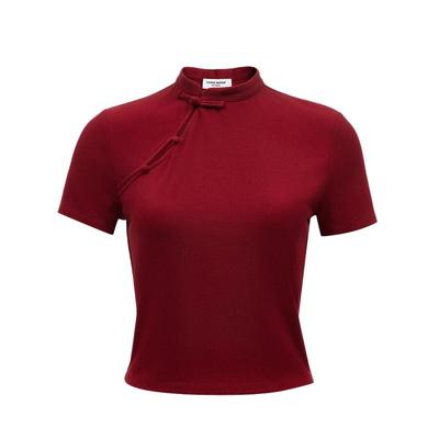 vq区绫致Vero ModaT恤女25春夏修身收腰新中式立领东方韵味淑女