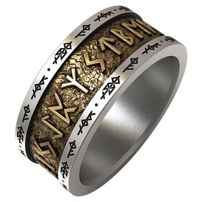 卢恩字母复古925银男士指环