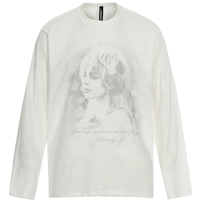 原创/美式复古人物印花长袖T恤潮
