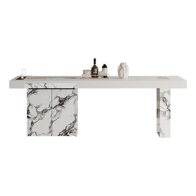 长方形岩板餐桌家用高级感