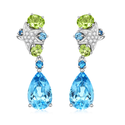 enzo18K金托帕石橄榄石钻石耳环