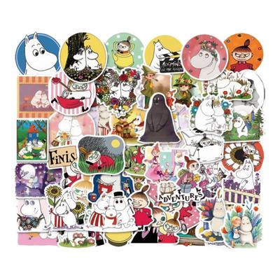 50张河马姆明卡通可爱防水贴纸