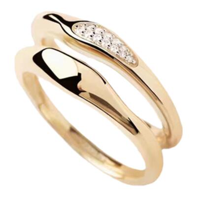 PDPAOLA男女镀金简约叠戴对戒