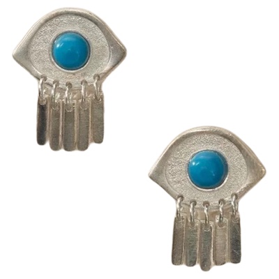 董洁同款绿松石小鸟眼睛圆珠耳钉