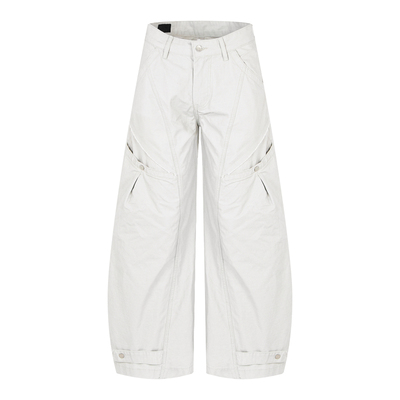 美式做旧浅色工装解构廓形弯刀裤