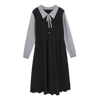 大码高知得体超好看秋冬女装针织连衣裙显瘦遮肚微胖mm气质长裙子