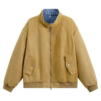 久别重逢痞帅拉链格纹夹克外套