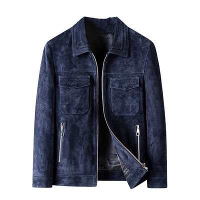 梦特娇绵羊皮翻毛皮反绒真皮夹克