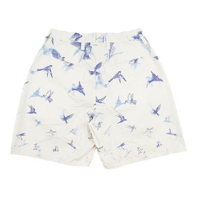SHINYAKOZUKA雀鸟印花白色短裤