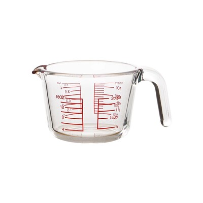 展艺宽口量杯带刻度手柄玻璃计